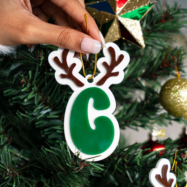 Personalized Ornament - Reindeer Initial - Single - COD Not Applicable ...